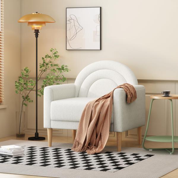 商品名: YUHUASHI レインボーソファ 1~3人掛けミニソファ 頑丈な無垢材ソファ脚 スタジオ 寝室 ホームオフィス用 幅32~64インチ リネン生地 複数の色オプション (32インチ 1人用ソファ、クリーム) YUHUASHI Ra...