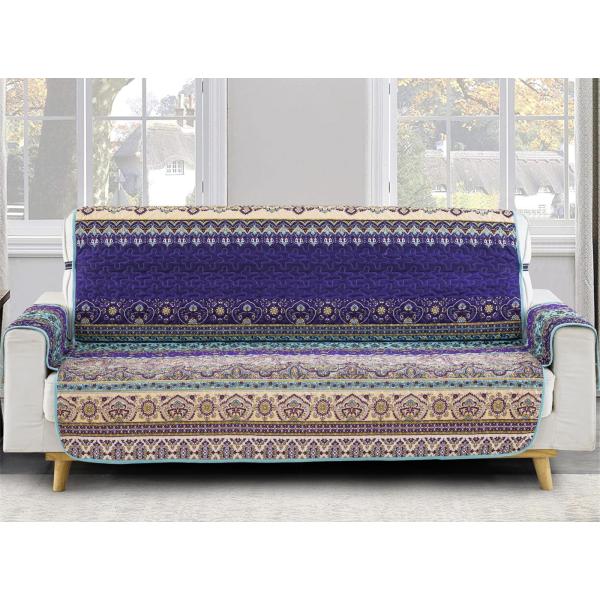 商品名: Yiran ブルー パープル ボーホー カウチ カバー 曼荼羅 ストライプ 家具プロテクター ゴムストラップ付き ボヘミアン ソフト マイクロファイバー ソファカバー スリップカバー 子供/犬/ペット用 3人掛け(シッティングエリ...