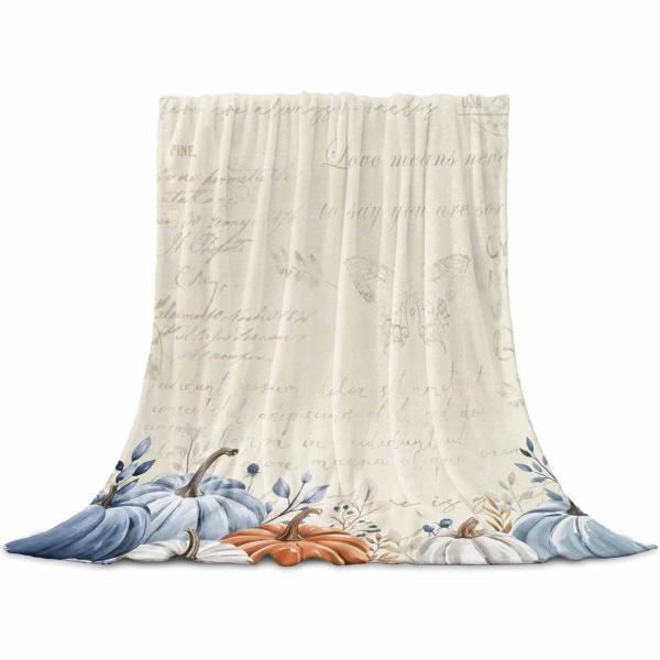 商品名:  Blue Pumpkins Fall Throw Blanket - Elegant Leaves Flannel Fleece, Lightweight for Women, Adults, Kids &amp; Babies...