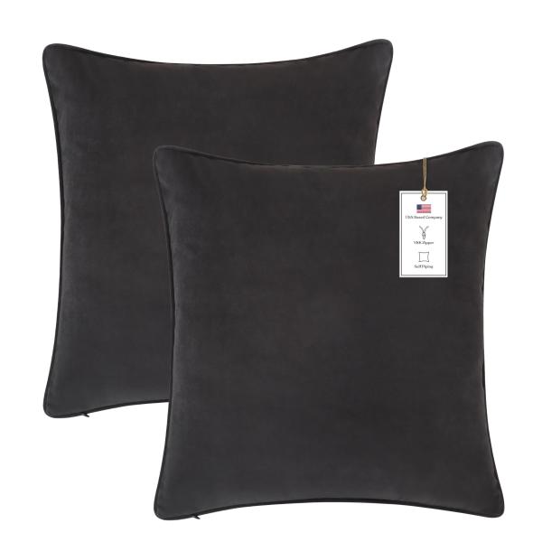 商品名: A1HC 高級高級ソフトベルベットスローピローカバー2枚セット ソファ、ベッド、鮮やかな色と隠れたYKKジッパー用 装飾ソファ枕であなたの生活空間を強化 24インチx24インチ グラファイト A1HC Set of 2 Luxur...