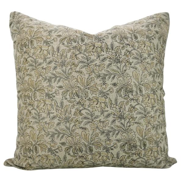 商品名: Fabritual ハンドメイド 厚手リネン クッションカバー ヴィンテージ 花柄 ブロックプリント 枕カバー 夏 春 リビングルーム ソファ カウチ ベッド用 正方形 40.5×18cm グレー ブラウン クドラット Fabri...