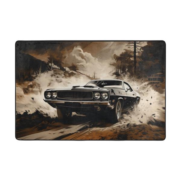 商品名:  Classic Muscle car Design Area Rugs 4 ft x 6 ft Fluffy &amp; Soft Perfect for Indoor, Nursery, Kitchen, and Living...