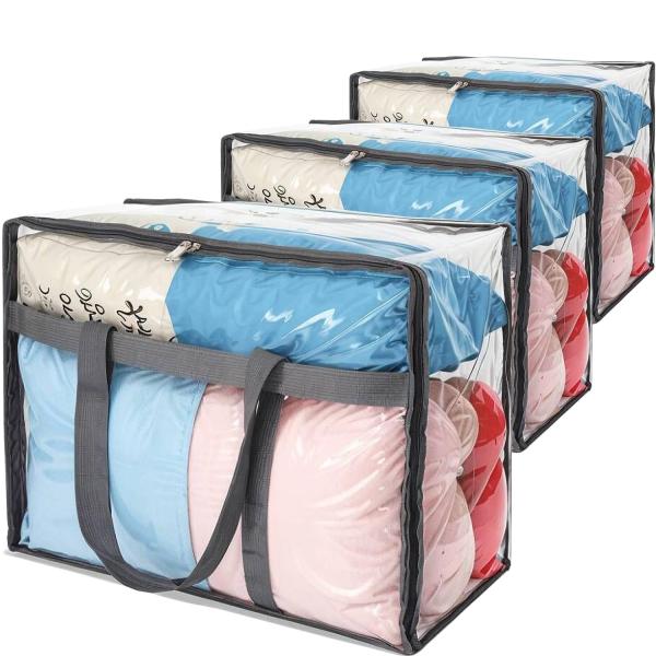 商品名: Mr Hsiung &amp; Mrs Yin ストレージバッグ3個 110L Large Capacity Clear Storage Bags with Zipper for Comforters, Blankets, Bed...