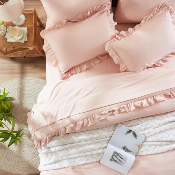 商品名:  Anluoer Full Comforter Set 7 Piece, Pink Bed in a Bag with Shams, All Season Ruffle Shabby Chic Bedding Sets with ...