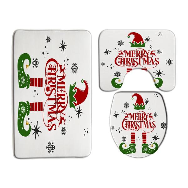 商品名:  Sunhe 3 Piece Merry Christmas Bath Mat Sets Red Green Xmas Elf Legs Hat Snowflake Funny Quotes Cartoon Creative Wi...