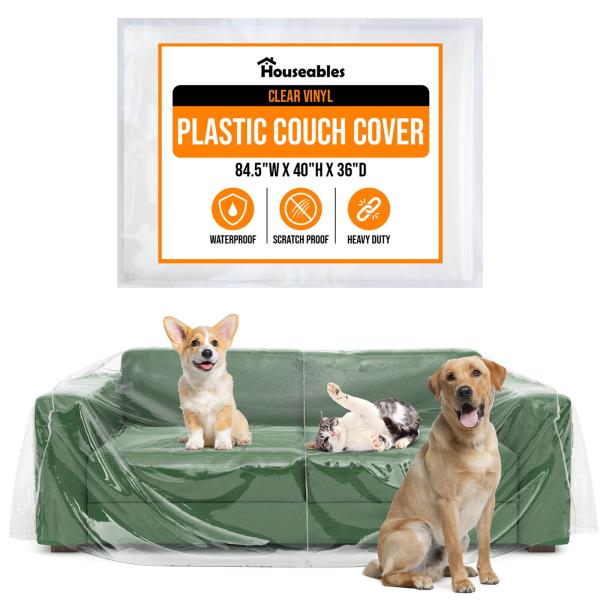 商品名: プラスチックソファカバー、ペット用プラスチックカウチカバー、引っ越し用ソファカバー、ラブシート家具プロテクター、猫、収納、ペット、こぼれ、高耐久、防水、ビニール、クリア、厚手、84.5 x 40 x 36インチ Houseable...