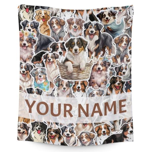 商品名:  Personalized Australian Shepherd Blanket with Name - Soft, Fuzzy &amp; Warm - 50"x60" Throw Size Blanket for Bed, ...