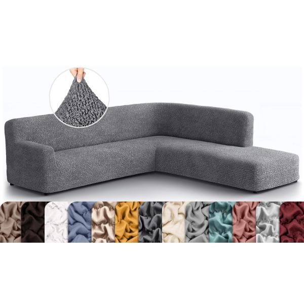 商品名: PAULATO BY GA.I.CO. セクショナルソファカバー - コーナーソファカバー - バンパー長椅子カウチカバー - オットマンスリップカバー付き洗えるソファ - マイクロファイバー - ダークグレー(右向きバンパー長椅...