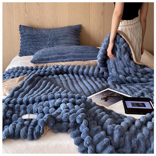商品名:  Weighted Warm Blanket, Winter Faux Rabbit Fur Blanket, Skin-friendly, Breathable, Soft Fluffy, Machine Wash, Pract...