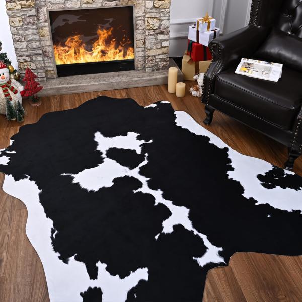 商品名:  Comeet Faux Cowhide Rug 4.6 x 5.2 Feet, Large Thickened Print Rug, Non-Slip Faux Animal Printed Area Western Decor...