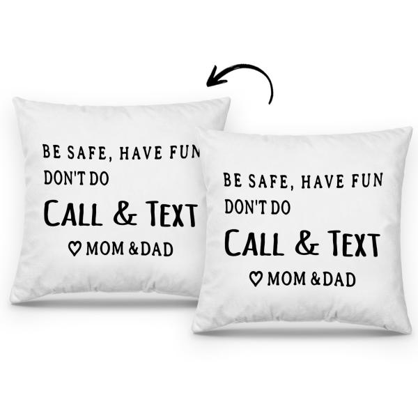 商品名: Mingnei Have Fun Be Safe Don't Throw 枕カバー 大学寮 クッションカバー 面白い 電話テキスト ママ パパ ホーム ソファ リビングルーム ベッド 装飾枕カバー 18 x 18 枕カバー (ホワ...