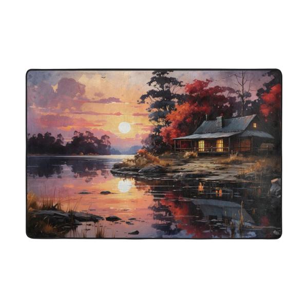 商品名:  Cabin Overlooking Tranquil Lake Design Area Rugs 4 ft x 6 ft Thick &amp; Fluffy Perfect for Bedroom, Kitchen, Nurs...