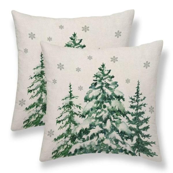 商品名: Sunshineyan クリスマスクッションカバー 20X20インチ 森の木 クリスマス装飾クッションカバー グリーン スローピロー 冬 クリスマス クッションカバー リネン ホームデコレーション ソファ カウチ リビングルーム ...