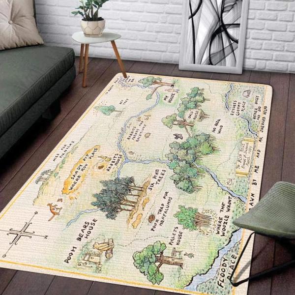 商品名:  100 Acre Wood Map The Jungle Rug Carpet Area Rugs Shag Rug Modern Fluffy Living Room Outdoor for Boys Girls Kids R...