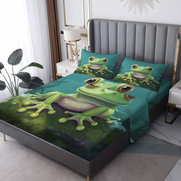 商品名:  zcsm Frog Sheets King Size - Tropical Amphibian Bed Sheets, Soft Microfiber &amp; Deep Pocket &amp; Wrinkle Free P...