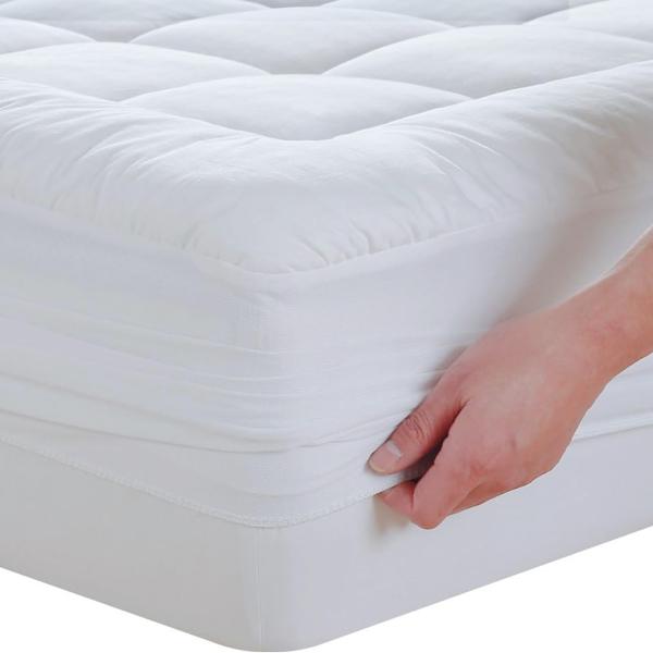 商品名:  Treaton, Quilted Mattress Pad ? Fitted Elastic Protector, Cover Stretches up to 18 Inches Deep Pocket - Machine Wa...