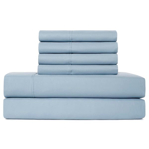 商品名: Casual Living 32654 クイーンサイズ ホテルスタイル シルキーで超ソフト 環境に優しい冷却技術 洗濯機洗い可 速乾性 しわ防止 シーツと枕カバー6点セット クイーン ブルー Casual Living Queen...