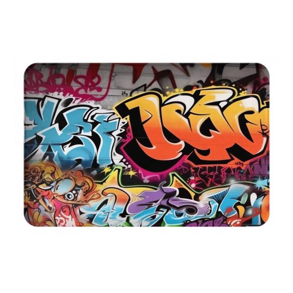 商品名:  Graffiti Hip Hop Print Bathroom Rugs Soft Flannel Area Rug Non-Slip Bath Rug Welcome Door Mat Carpet for Living Ro...