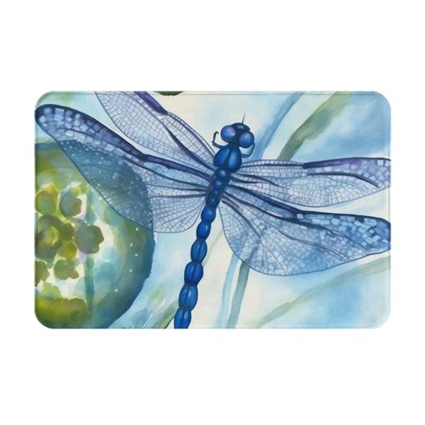 商品名:  Hand Painted Blue Dragonfly Print Bathroom Rugs Soft Flannel Area Rug Non-Slip Bath Rug Welcome Door Mat Carpet fo...