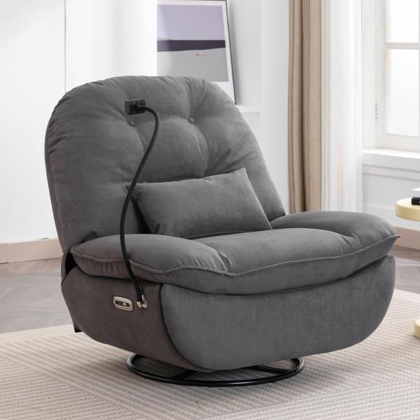 商品名:  Dolonm Power Recliner Chair, Modern Microfiber Swivel Glider with Type-C &amp; USB Port, Home Theater Seating Sing...