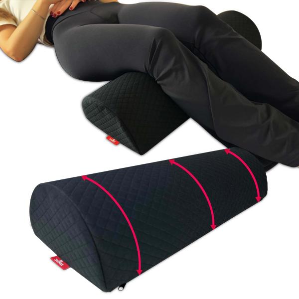 商品名: XOLLOZ 仰向け膝サポート 仰向け膝サポート 底面滑り止め付き 脚用補助具 プレミアム膝ウェッジ 背中の痛みを和らげる脚の下サポート マッサージテーブルや自宅に最適 ブラック Knee Pillow for Back Slee...