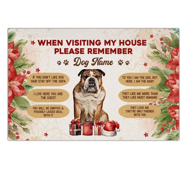 商品名:  English Bulldog Christmas Kitchen Home Rug Carpet 16 x 24 Inch Entryway Doormats I Live Here You are The Guest Per...