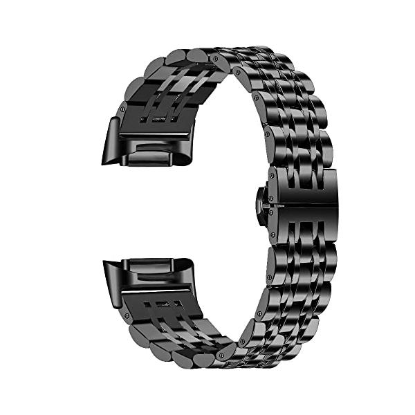商品名: Fitbit Charge 6用バンド 男女兼用 交換用ドレッシーメタルブレスレットジュエリーウォッチバンド Fitbit Charge 6 フィットネス&amp;ヘルストラッカー用 (ブラック) Band Compatible ...
