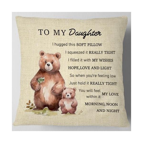 商品名: 娘へ お母さんから娘へのギフト 娘へのギフト 義理の娘への最高のクリスマス誕生日プレゼント、ホームソファ、ベッドルーム、オフィス用亜麻枕カバー 18 x 18インチ (019) Flax Pillow Covers for Hom...