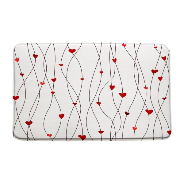 商品名:  GCTNBJL Red Heart Bath Mat Geometric Striped Sweet Love Valentines Romantic Couple Women Bathroom Kitchen Memory F...