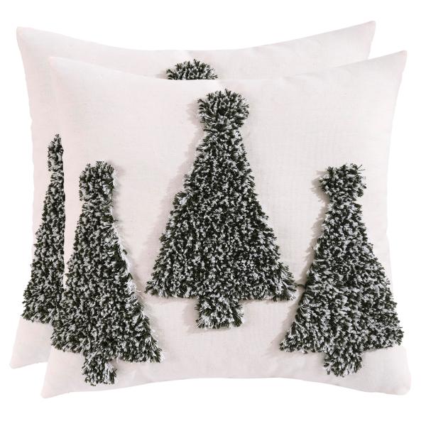 商品名:  Tosleo Christmas Tufted Pillow Covers 18 x 18 Inch Set of 2 Dark Green Tree Throw Pillow Cover Xmas Party Decors W...