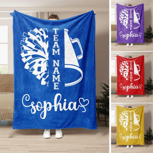 商品名:  OhaPrints Personalized Cheerleading Team Fleece &amp; Sherpa Blanket, Cheerleader 30X40 50X60 60X80 Cozy Fuzzy Thr...