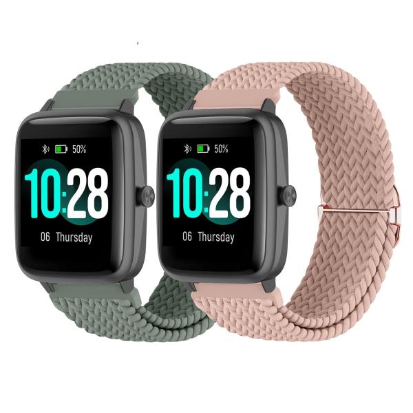 商品名:  2 Pack 19mm Elastic Solo loop Nylon Braided Watch Bands Compatible with Veryfitpro ID205L Smart Watch,Adjustable S...