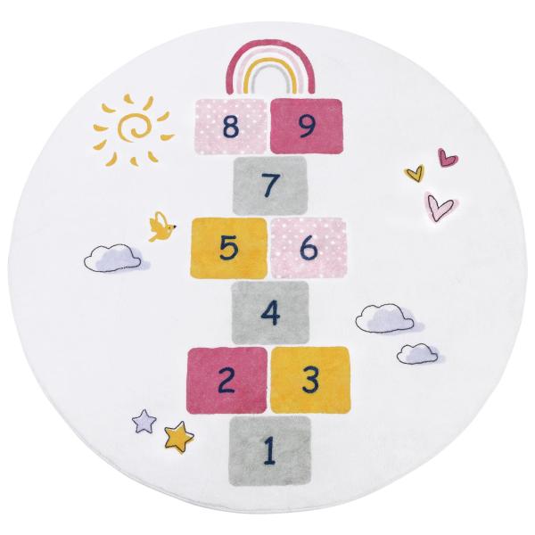 商品名: HiiARug Hopscotch Kids Rug Round 5Ft Fun and Educational Playroom Rug Soft Durable Rainbow Floor Carpet Kid窶冱 Play ...