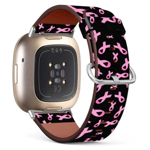 商品名: Mingdao Fitbit Versa 4 / Versa 3 / Sense 2 / Senseパターンレザーバンド交換用ストラップ、ピンクリボンパターン 8211 Mingdao Compatible with Fitbit...