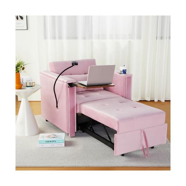 商品名:  weselon Velvet Convertible Chair Bed, 3 in 1 Multi-Functional Lounge Chair Sleeper, Pull Out Couch Guest Bed with ...