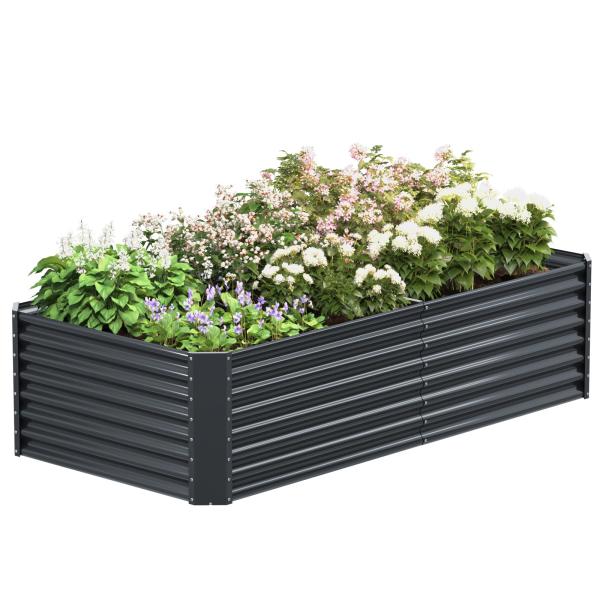 商品名: FRIZIONE 6x3x2フィート 亜鉛メッキ上げ式ガーデンベッド 屋外 花用 ガーデンプランターボックス 野菜用 金属隆起ガーデンベッド ハーブ 多肉植物 グレー FRIZIONE 6FT(L)×3FT(W)×2FT(H) R...