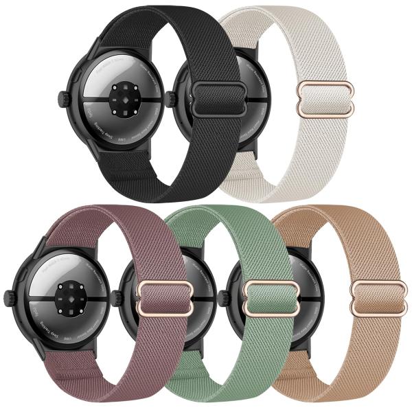 商品名:  Folavii 5 Pack Stretchy Nylon Compatible with Google Pixel Watch 4/3 45mm Band for Women Men, Elastic Adjustable S...