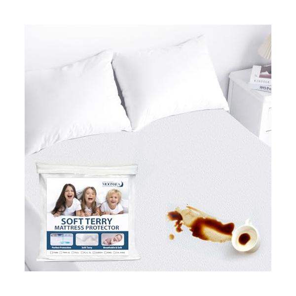 商品名:  Queen Mattress Protector Waterproof, Breathable Soft Terry Mattress Cover with TPU Layer Fitted 18'' Deep Pocket, ...
