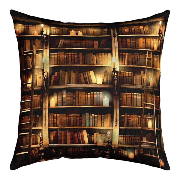 商品名: jejeloiu 本棚 スロー 枕カバー 40.6 cm x 40.6 cm 1 ピース 図書館 本 プリント 装飾 スローピローケース ソファ用 ヴィンテージ 本棚 枕カバー クッションカバー ブックケース クッション ケース ...