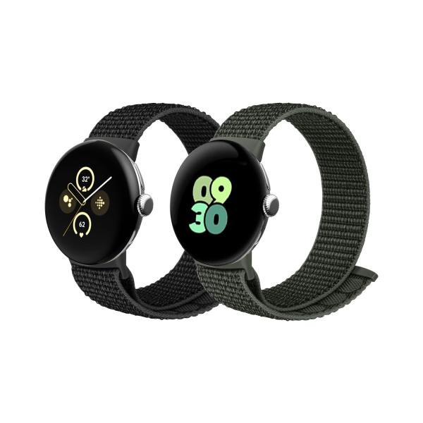 商品名: BlackPro - Paquete de 2 bandas de nailon compatibles con Google Pixel Watch/Pixel Watch 2 bandas para mujeres y hom...