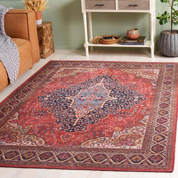商品名:  SAFAVIEH Washable Rug Serapi Collection - 5'3" x 7'6", Rust &amp; Navy, Slip Resistant &amp; Easy to Clean, Ideal ...
