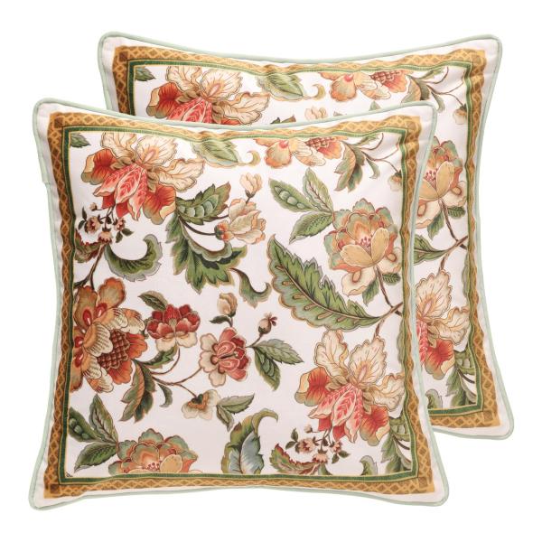 商品名: patdrea デザイナー 牧歌的なクッションカバー 2枚パック 18x18インチ グリーン ファームハウス ドリーミー ベルベット オレンジフローラルパターン 装飾正方形枕カバー クッション ベッド リビングルーム アウトドア ...