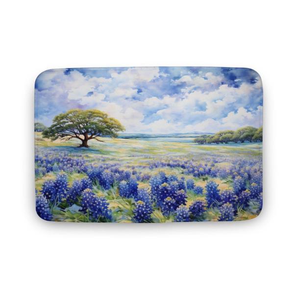 商品名:  Bluebonnets Field Bath Rug Provence Flower Watercolor Wild Lupines Plush Bathroom Decor Rug Bath Floor Carpet Abso...