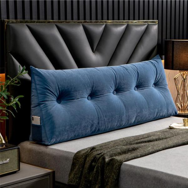 商品名: Gujuja ヘッドボード ウェッジピロー ソフト 肌に優しい 読書用枕 取り外し可能 フルサイズ ベッドバックレスト枕 ソファ/ベッド/出窓用 59 x 9.05 x 19.6インチ ディープブルー Gujuja Headboa...