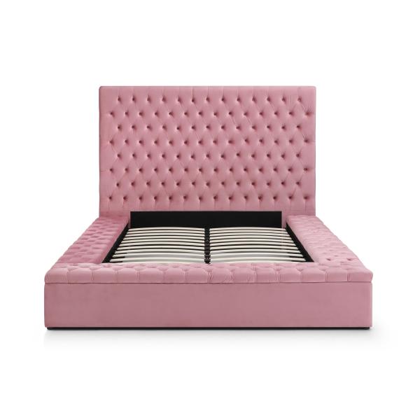 商品名:  Woodpeckers Furniture And Mattress Cosmopolitan Velvet Tufted Upholstered Storage Platform with Headboard (Pink, Q...