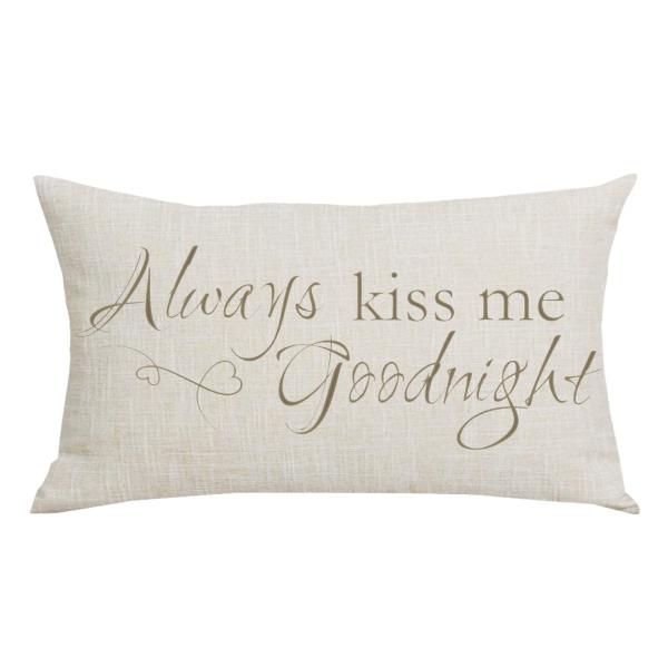 商品名:  WENIANRU Brown Word Art Always Kiss Me Goodnight Lover Valentine's Day Home Sofa Chair Bed Decoration Lumbar Pillo...