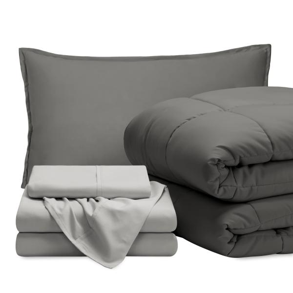 商品名:  Upluxius Grey/Light Grey Bed-in-A-Bag 5 Piece Comforter &amp; Sheet Set Goose Down Alternative Ultra-Soft 600 TC 1...