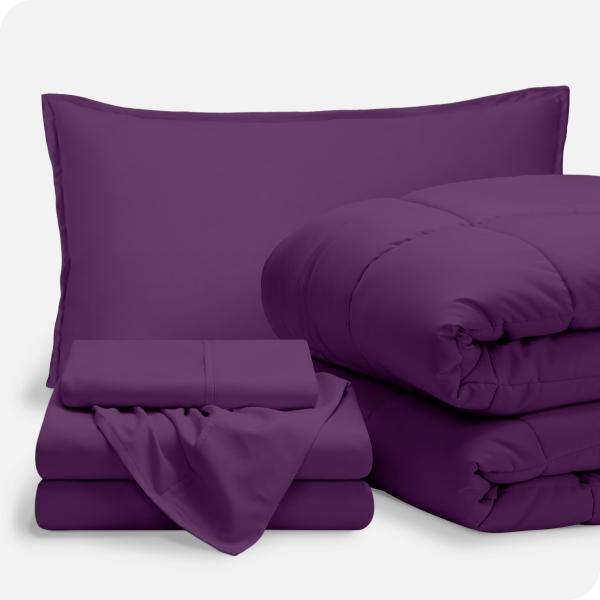 商品名:  Upluxius Plum/Plum Bed-in-A-Bag 7 Piece Comforter &amp; Sheet Set Goose Down Alternative Ultra-Soft 600 TC 100% Co...