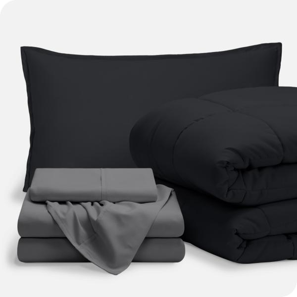 商品名:  Upluxius Black/Grey Bed-in-A-Bag 7 Piece Comforter &amp; Sheet Set Goose Down Alternative Ultra-Soft 600 TC 100% C...