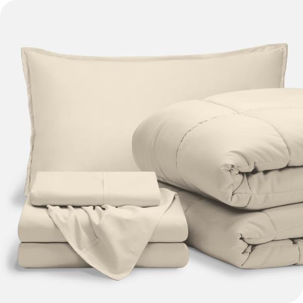 商品名:  Upluxius Sand/Sand Bed-in-A-Bag 7 Piece Comforter &amp; Sheet Set Goose Down Alternative Ultra-Soft 600 TC 100% Co...